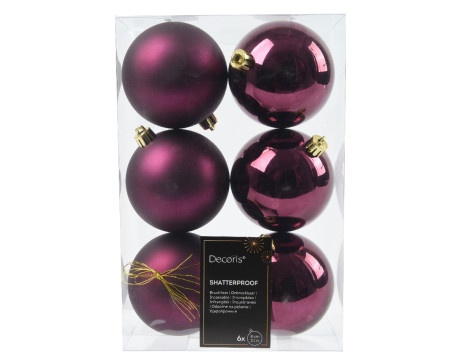 Dekordom novogodišnja dekoracija - hanging bauble set mix 6pcs 8cm 022596 - dark mauve - kmg ( 043313 )