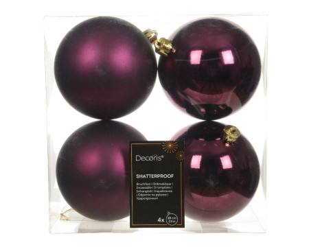 Dekordom novogodišnja dekoracija - hanging bauble set mix 4pcs 10cm 022617 - dark mauve - kmg ( 043315 )