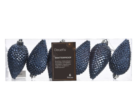 Dekordom novogodišnja dekoracija - hanging pinecone set 6pcs 8cm 028607 - night blue - kmg ( 043322 )