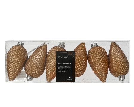 Dekordom novogodišnja dekoracija - hanging pinecone set 6pcs 8cm 028675 - pecan brown - kmg ( 043324 )