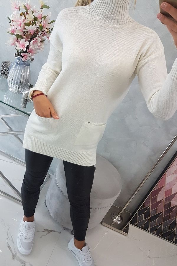 SWEATER WITH STAND-UP COLLAR ECRU