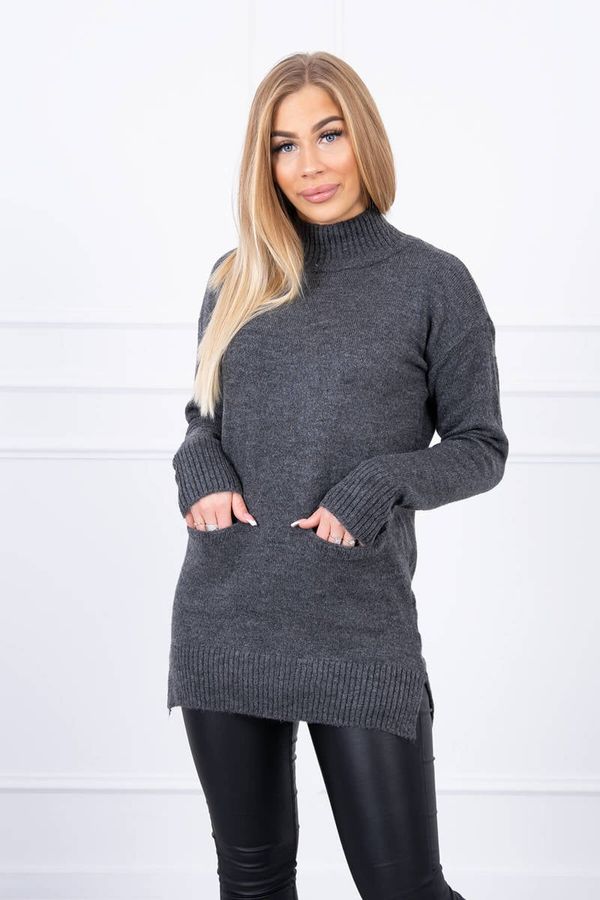 SWEATER WITH GRAPHITE STAND-UP COLLAR