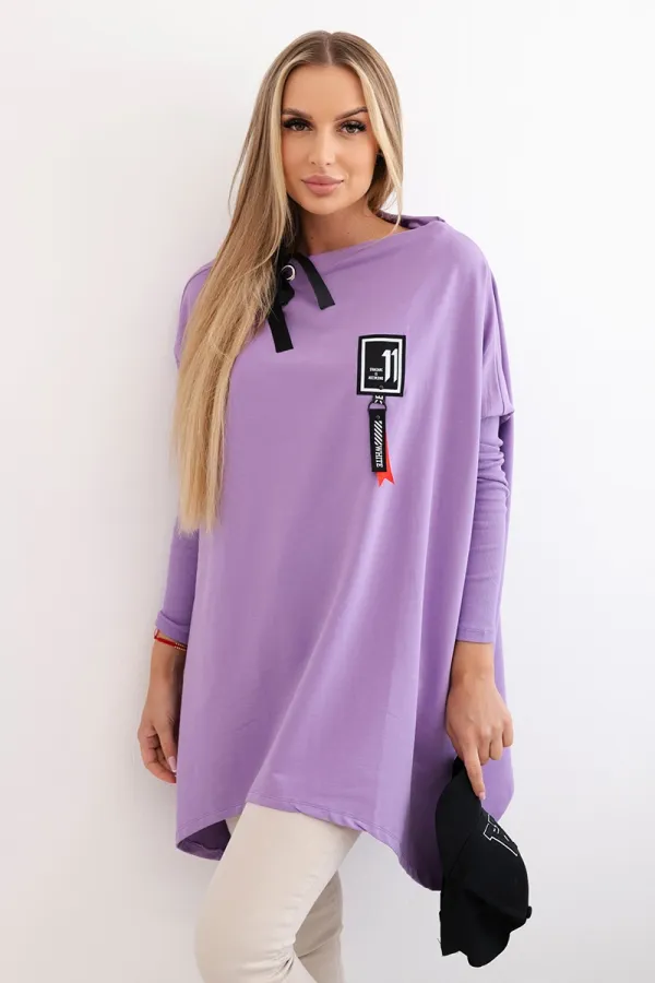MARKA NIEZDEFINIOWANA OVERSIZE SWEATSHIRT WITH ASYMMETRICAL SIDES PURPLE