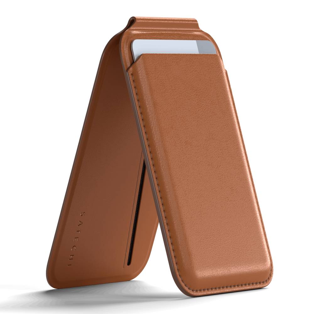 SATECHI Brown Vegan-Leather Magnetic Novčanik i držač za telefon