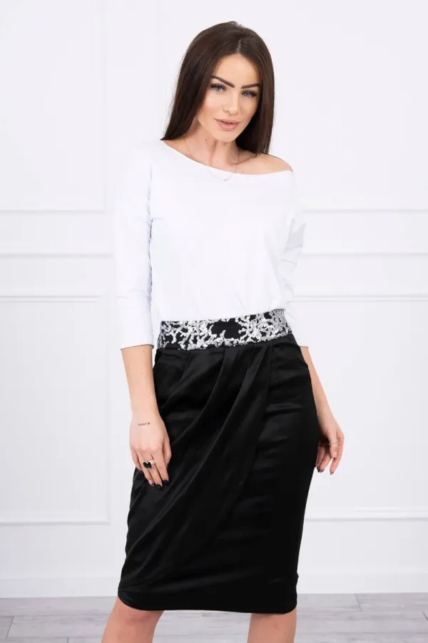 MARKA NIEZDEFINIOWANA SKIRT WITH SEQUINS AT THE WAIST BLACK
