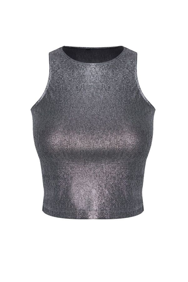 TRENDYOL SILVER SHINY GLITTER KNITTED BUSTIER