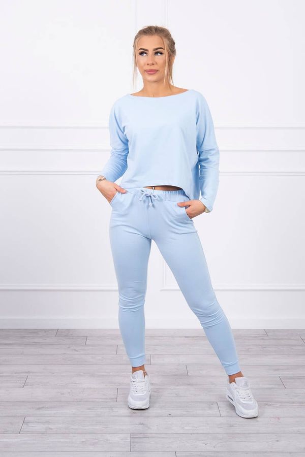 SET WITH AN OVERSIZED BLOUSE IN AZURE COLOR