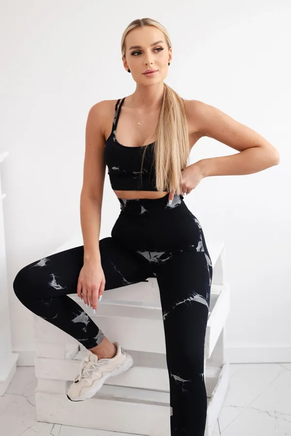 WŁOSKI FITNESS SET TOP + PUSH UP LEGGINGS BLACK