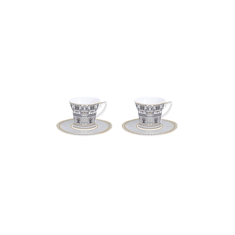 Pozzi Milano Palazzo Set of 2 Porcelain Coffee Cups & Saucers – Šoljica sa tacnom 2/1