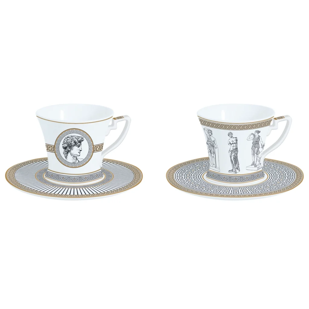 Pozzi Milano Palladium Set of 2 Porcelain Coffee Cups & Saucers – Šoljica sa tacnom 2/1