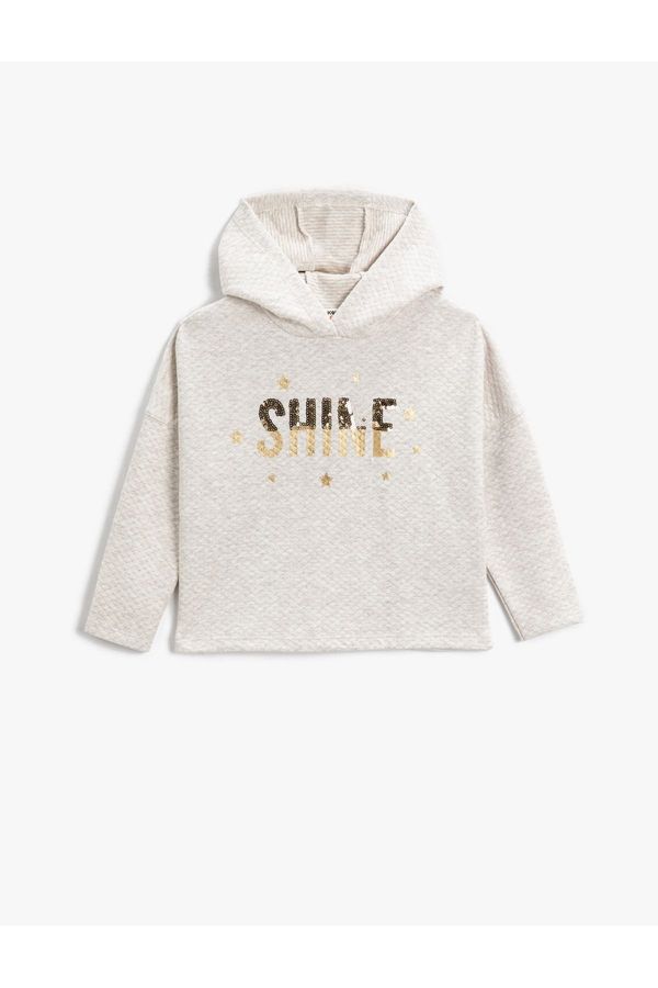 KOTON HOODED SWEATSHIRT SEQUIN SEQUIN EMBROIDERED GLITTER