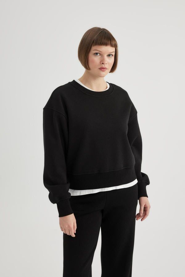DEFACTO RELAX FIT CREW NECK THICK BASIC PLAIN SWEATSHIRT