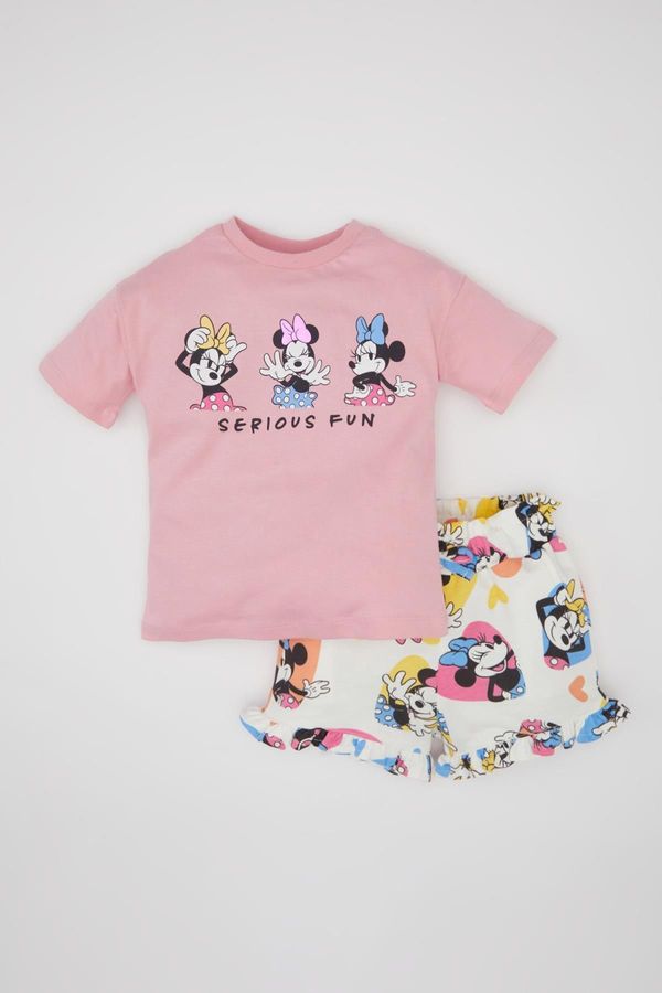 DEFACTO BABY GIRL DISNEY MICKEY & MINNIE SHORT SLEEVE T-SHIRT SHORTS 2-PIECE SET