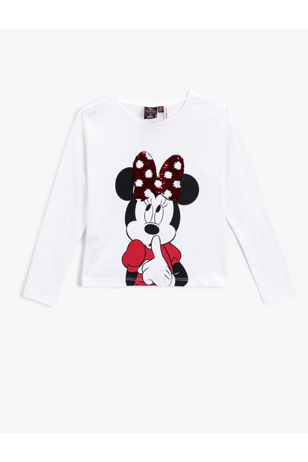 KOTON MINNIE MOUSE LICENSED PRINTED T-SHIRT. CREWNECK COTTON.