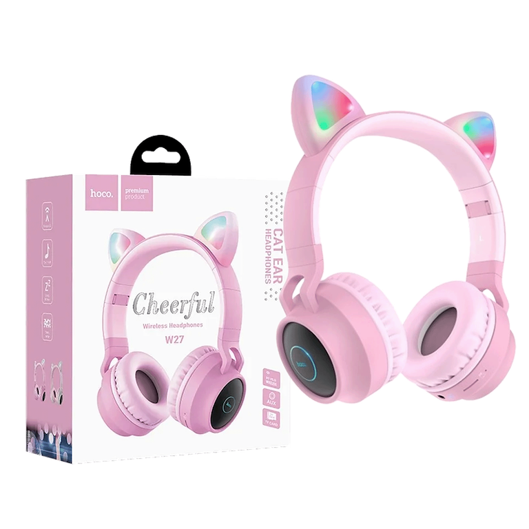 hoco. Bežične stereo slušalice, Bluetooth v5.0, 300mAh – W27 Cat Ear Pink