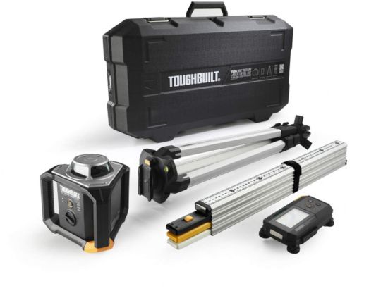 ToughBuilt rotacioni laser + prijemnik + građevinski stativ + merna letva u koferu (TB-H2S4-LL-M150-R1)