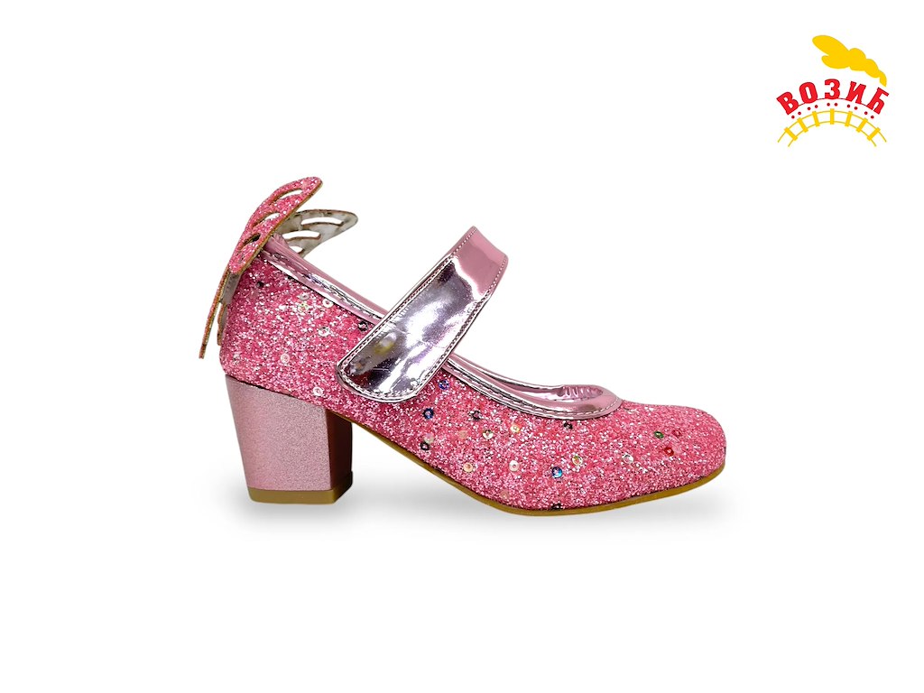 SF fuxia sparkles butterfly heels