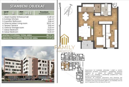 Prodaja trosobnog stana – 78m², useljivo 2025. god