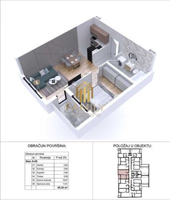 Dvosoban stan u izgradnji - 45m2