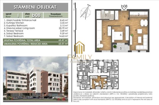 Prostran trosoban stan 63m² – Kvalitet gradnje i u