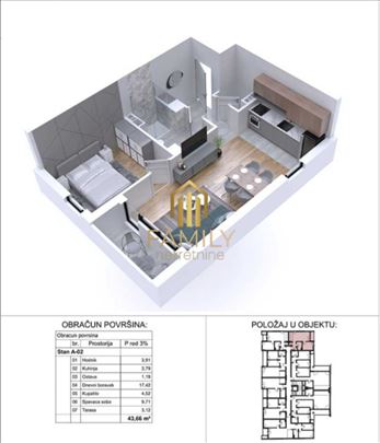 Dvosoban stan u izgradnji - 43m2