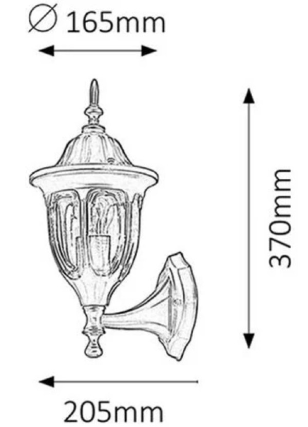Rabalux 8342 MILANO Spoljna zidna lampa, E27, 1x MAX 60W, IP43