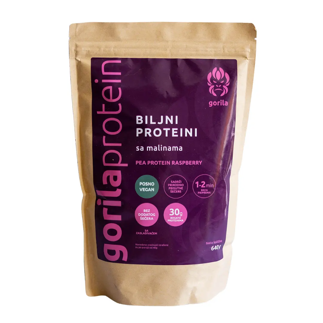 Biljni Protein Malina 640g – Gorila Protein