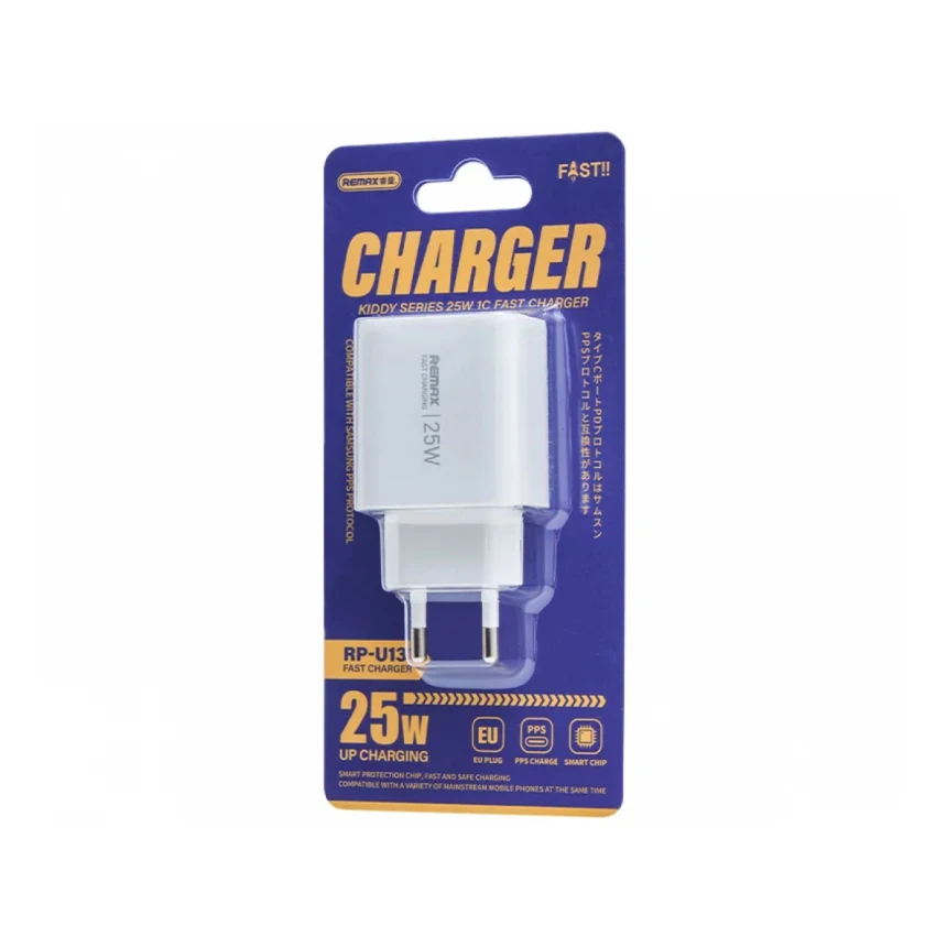 REMAX Strujni Fast punjac Kiddy 1 xTIP C 25W RP-U137, beli