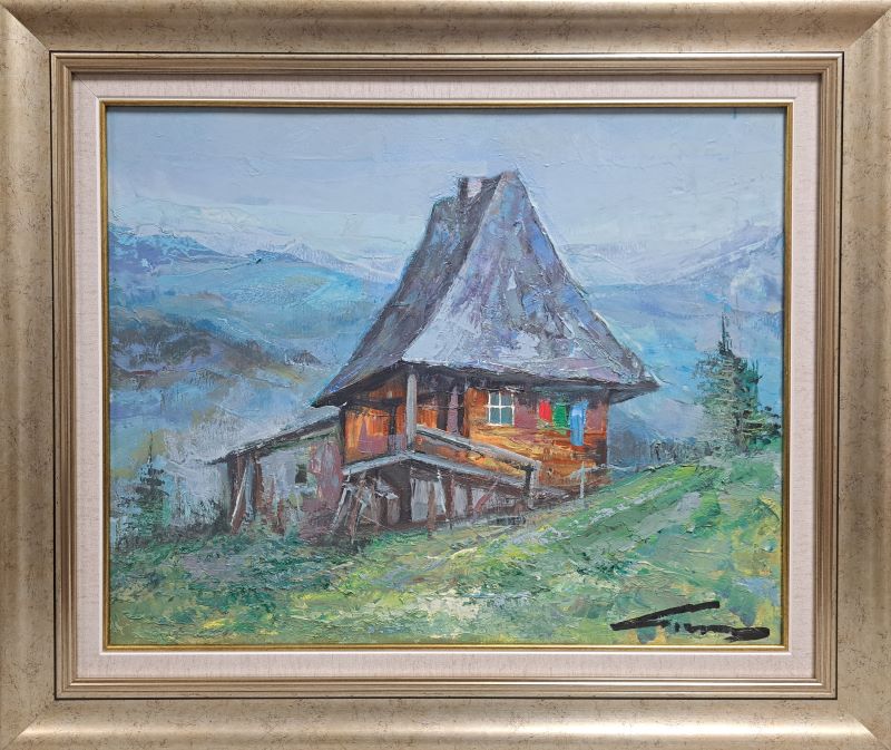 Brvnara, ulje na platnu, Ivan Vanja Milanovic, sa 54×64 cm, bez 40×50 cm, sertifikat, 150 evra