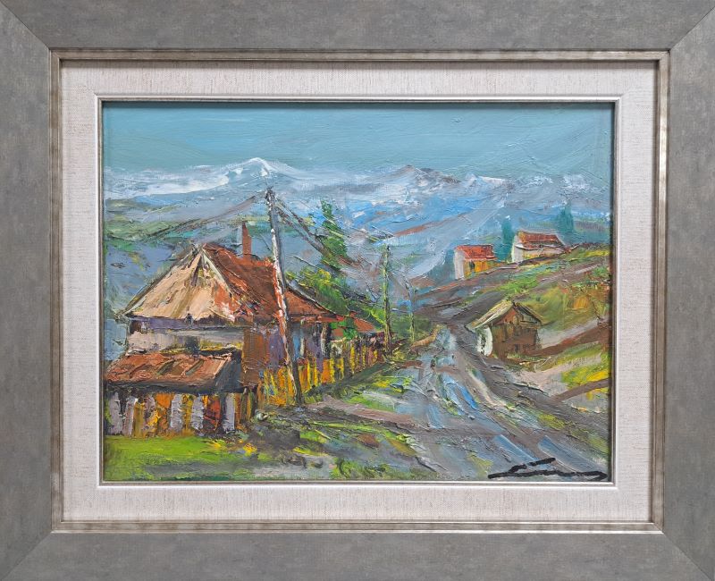 Planinski kraj, ulje na platnu, Ivan Vanja Milanović, sa 43×53 cm, bez 30×40 cm, sertifikat, 130 evra