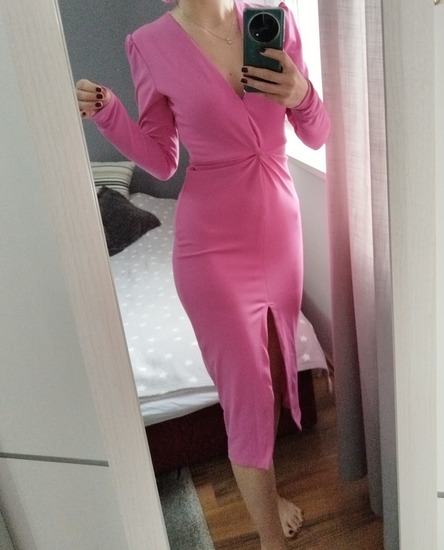 Pink midi haljina