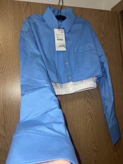 Zara crop plava kosulja