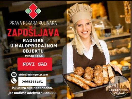 Prava pekara Kulinara Novi Sad zapošljava radnike u maloprodajnom objektu