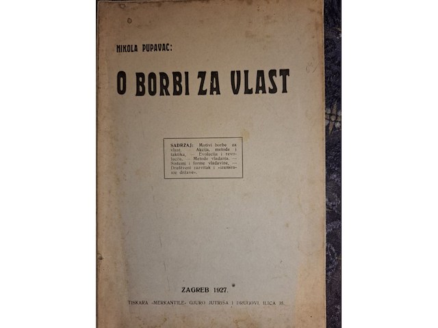 N.Đ.Pupavac - O borbi...Zagreb, 1927.