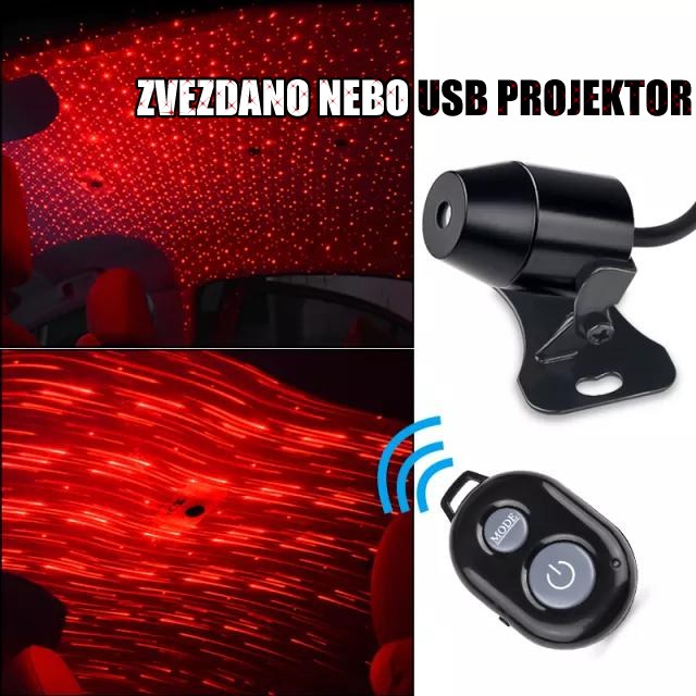 Višenamenski praznični USB projektor zvezdano nebo + daljinski upravljač