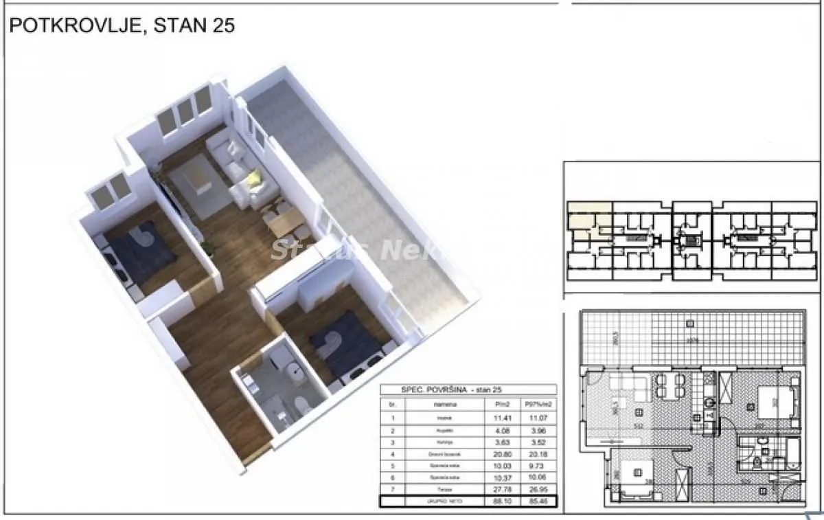 Prodaja, trosoban stan, 88m2, Adice, Novi Sad, Novi Sad