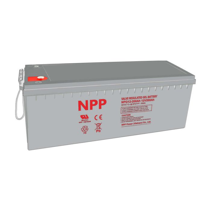 NPP NPG12V-200Ah, GEL BATTERY, C20=200AH, T16, 522x238x218x222, 52,8KG, Light grey