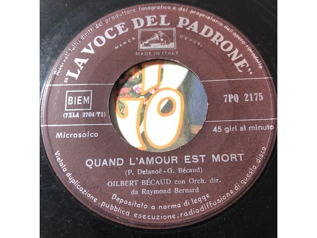 Gilbert Bécaud – Quand L`amour Est Mort 7` SINGL