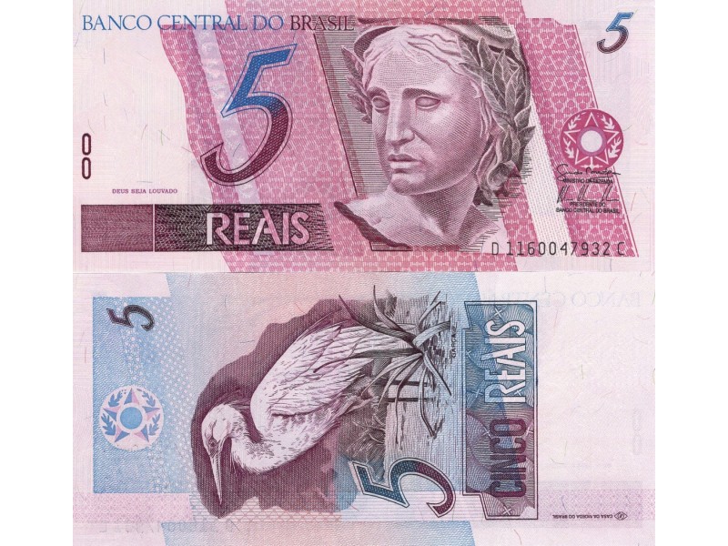 BRAZIL 5 Reais 1997 UNC, P-244