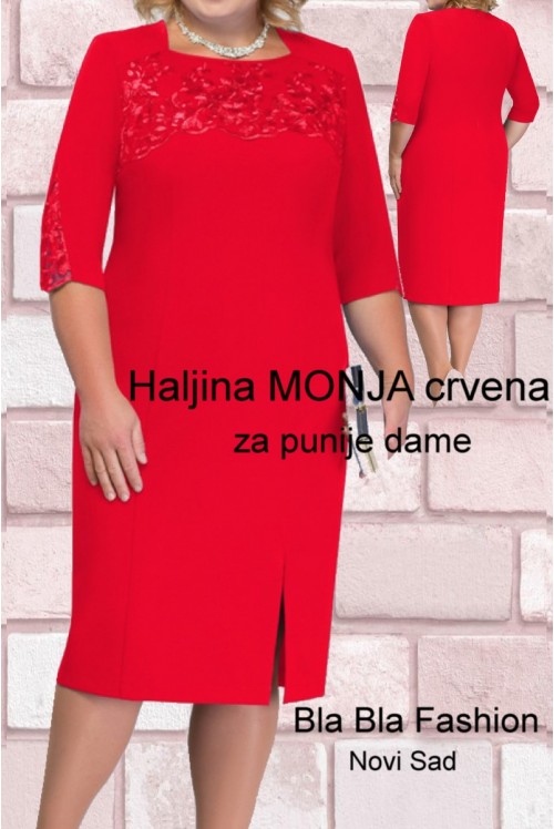 Haljina Monja Crvena Za Punije Dame