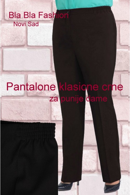 Pantalone klasicne crne za puniji stas