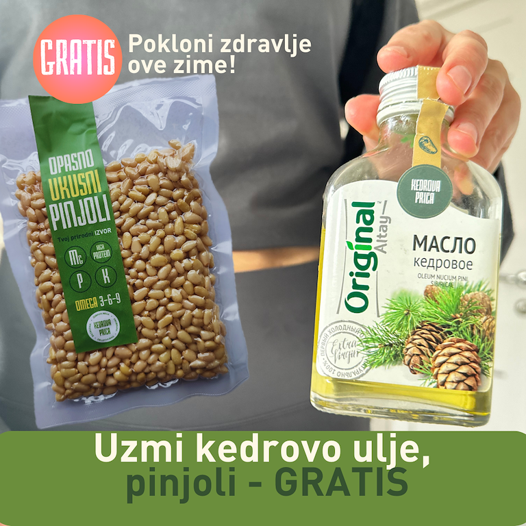 KP Kedrovo ulje 100ml, GRATIS Kedrovi pinjoli Organic 100 gr