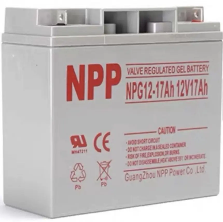 NPP NPG12V-17Ah, GEL BATTERY, C20=17AH, T3, 180*77*167*167, 4,8KG, Light grey 43872