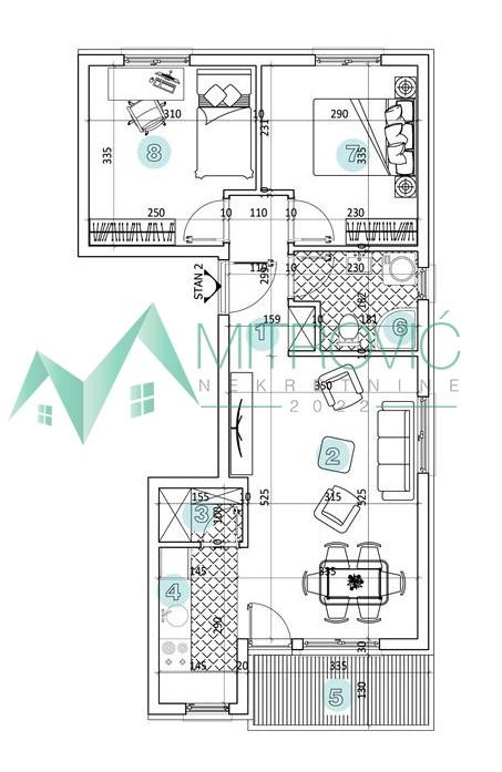 Dvoiposoban stan na prodaju, 54m2, 97.300€