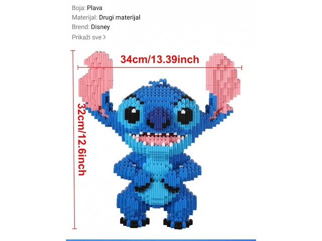 Stitch 3D slagalica kao Lego kockice NOVO