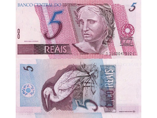 BRAZIL 5 Reais 1997 UNC, P-244