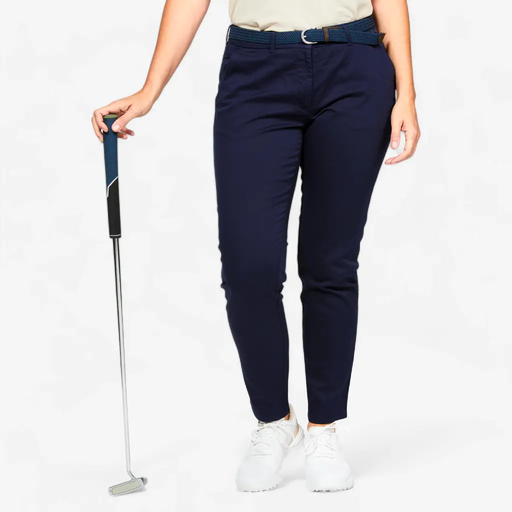 Čino pantalone za golf MW500 pamučne ženske - teget