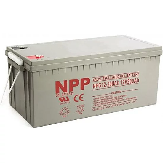 NPP NPG12V-200AH, GEL BATTERY, C20=200AH, T16, 522X238X218X222, 52,8KG, LIGHT GREY CENA
