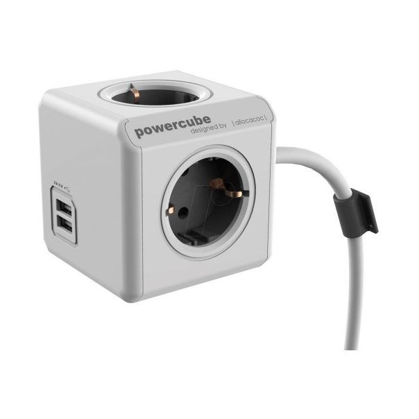 ALLOCACOC DESIGNNEST PowerCube Extender USB 4 x Šuko + USB-5V/2.1A, 1407/DEEUPC, 3m