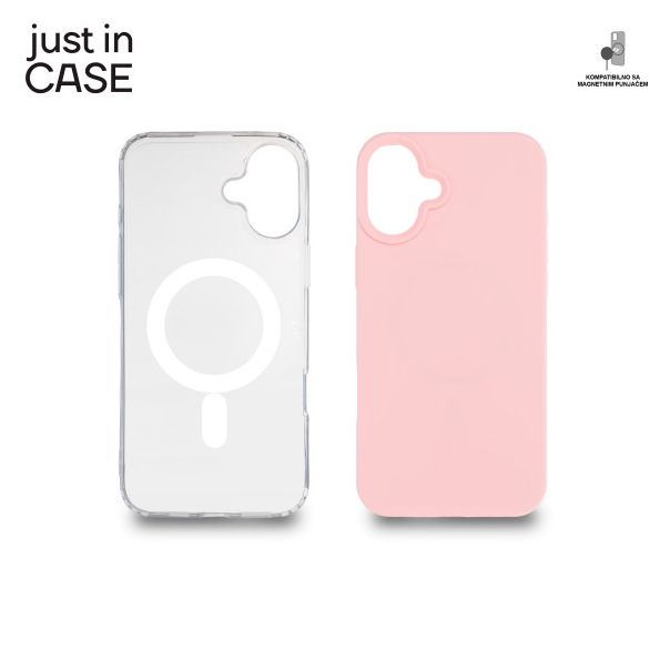 JUST IN CASE 2u1 Extra case MAG MIX PLUS paket za iPhone 16 Plus, roza